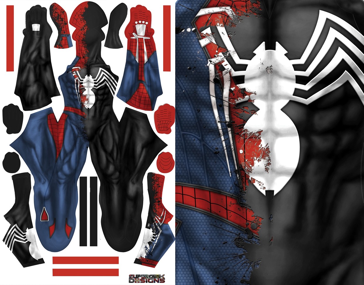 HALF PS4 SPIDEY half symbiote pattern file - SUPERGEEK DESIGNS