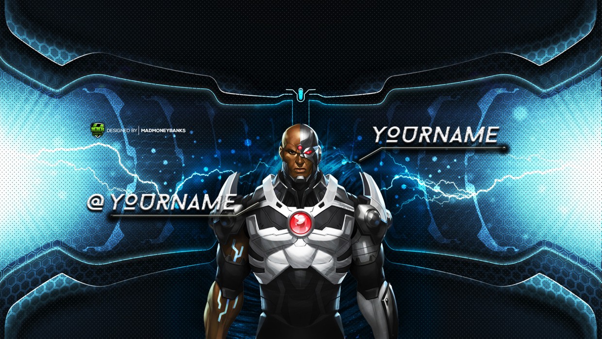 The Cyborg YouTube Channel Banner Template - MadMoneyBanks