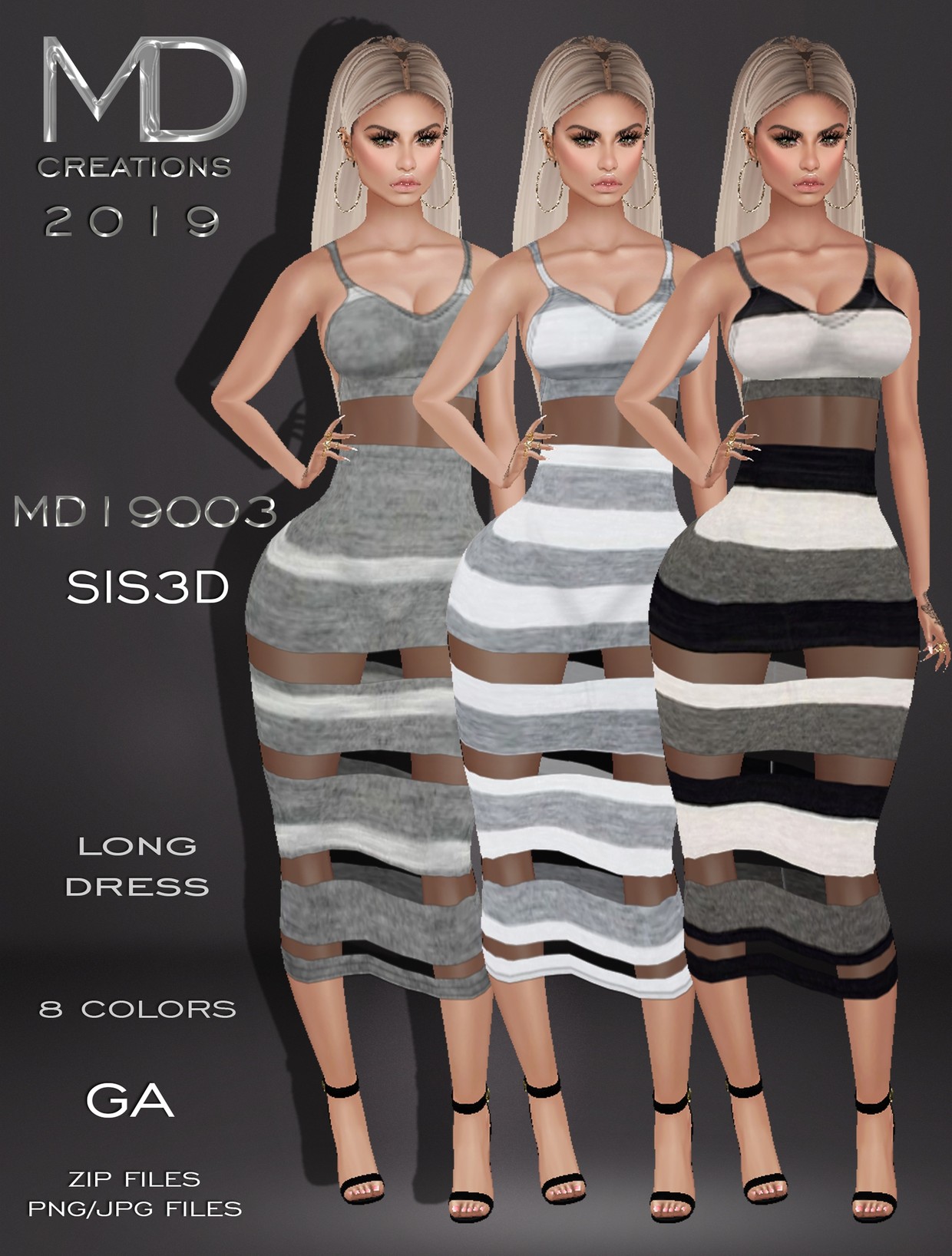 MD 19003 - Long Dress - IMVU - SiS3D - MissDesign