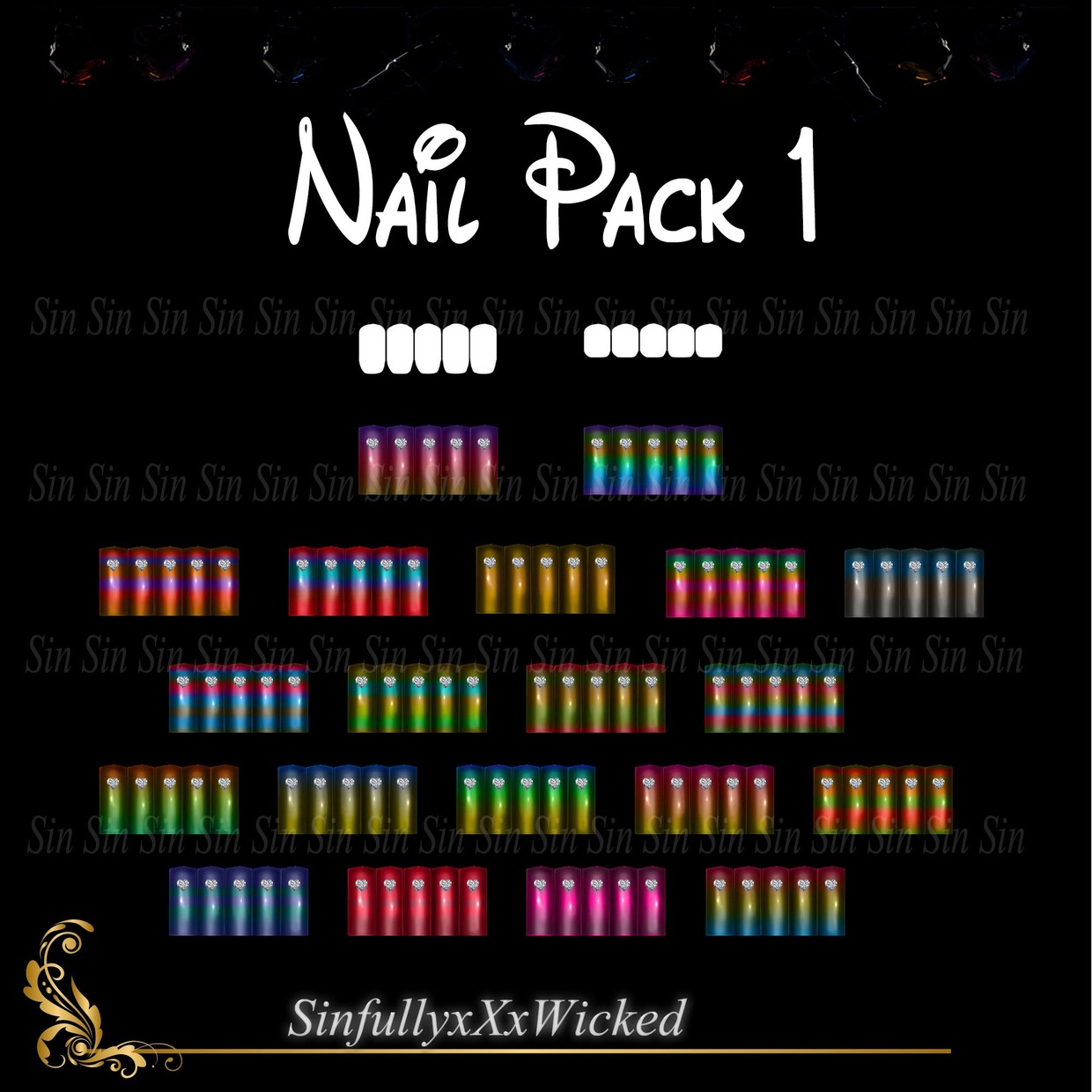 Nail Pack 1 (20 Nail Colors + 2 Nail Opacity Maps) - IMVU Shop and File ...