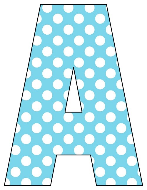 8X10.5 Inch Aqua light Blue Printable Letters A-Z, 0- - Printable-Party.com